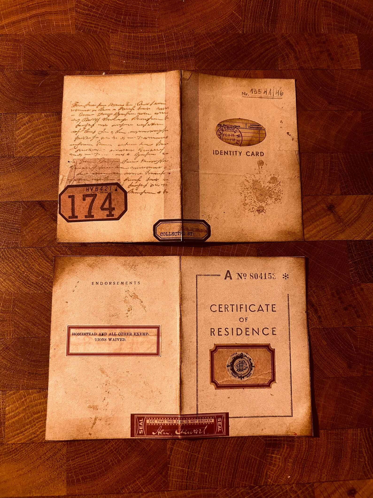 Vintage Style Identifications Cards. Vintage Style Residence Card ...