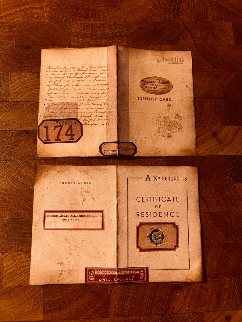 Vintage Style Identifications Cards. Vintage Style Residence Card ...