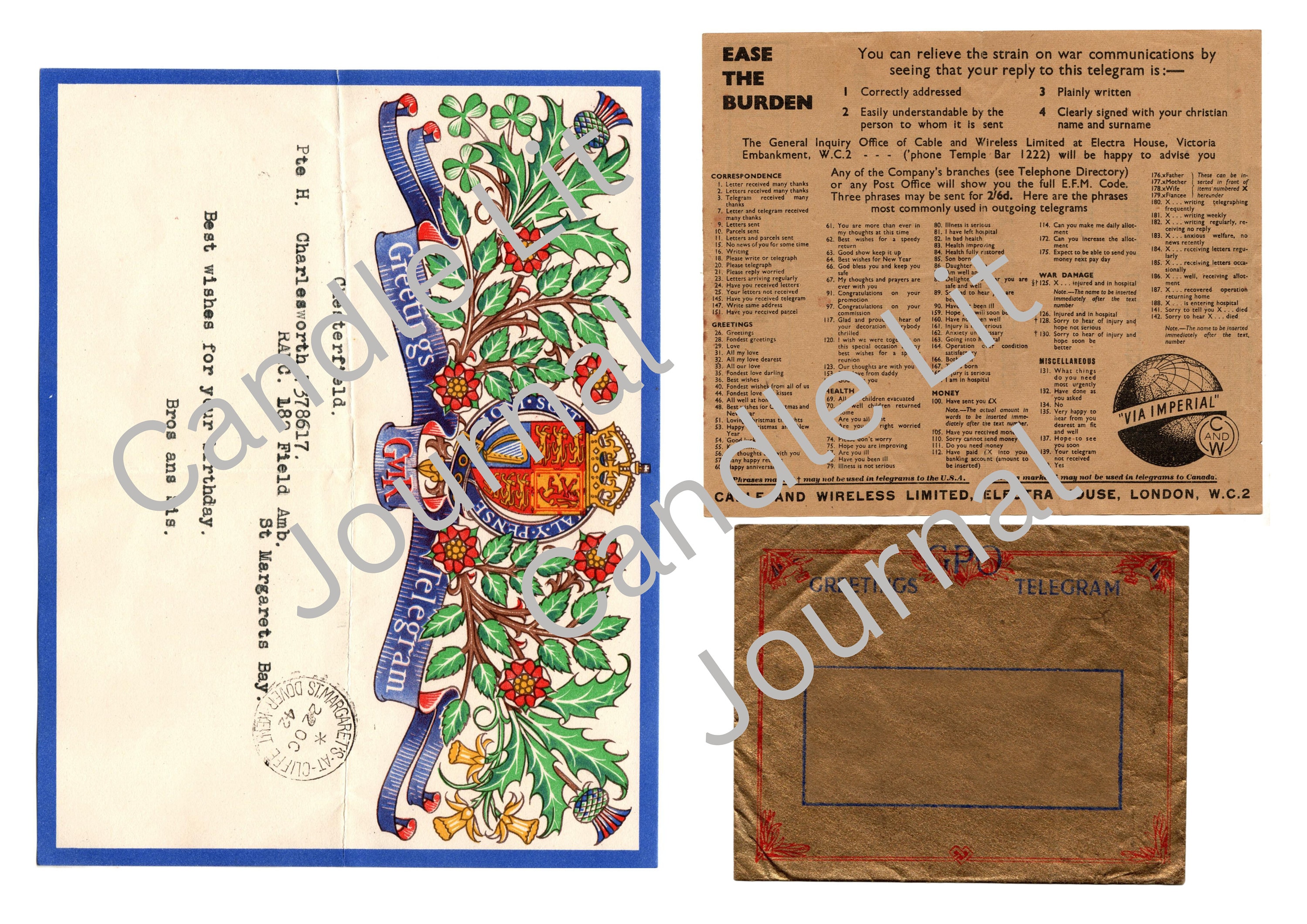 Journal Kit WW2 Ephemera, Digital Copies of Original Documents ...