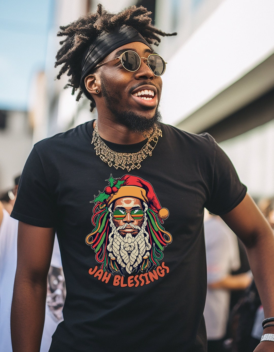 Jamaican Christmas Gift Rasta Festive Shirt Jah Blessings Afro ...