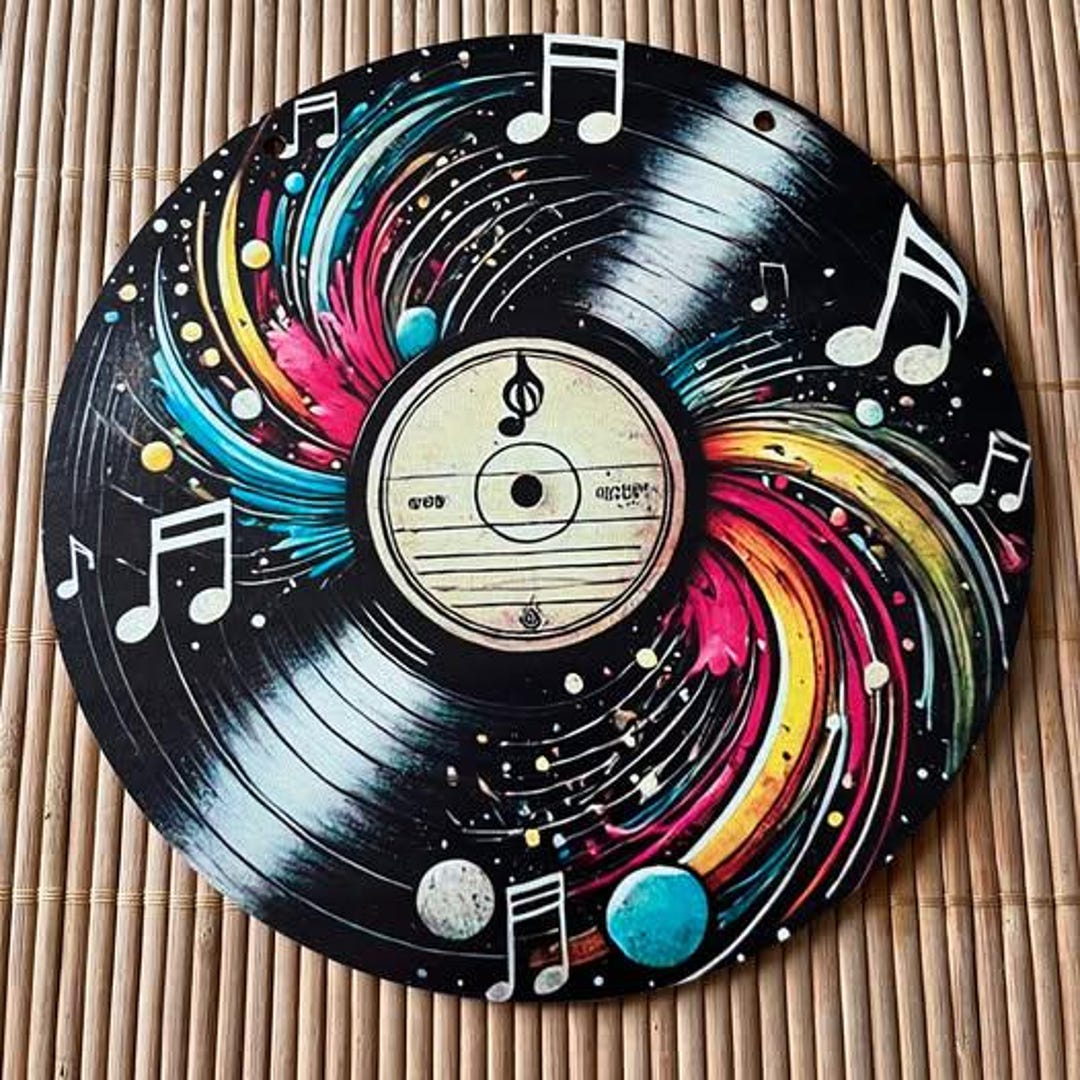 8" X 8" Record With Music Notes Metal Record Wall Decor - Etsy