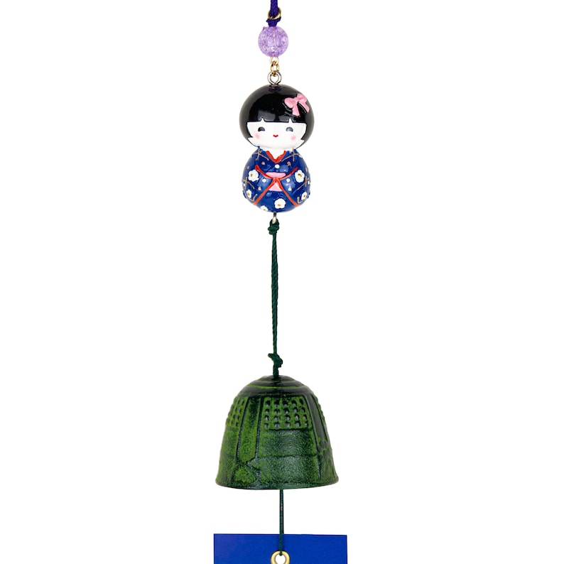 Japanese Furin Wind Chime | Kokeshi Geisha Ceramic Bell, Zen Decor - Etsy