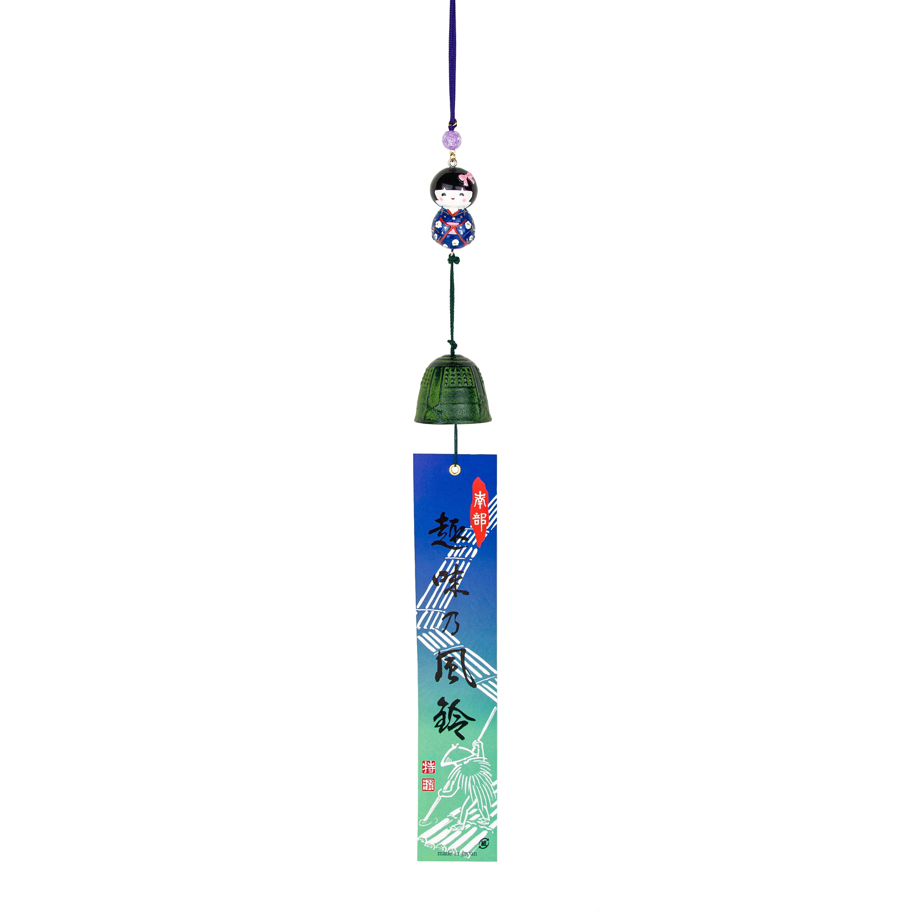 Japanese Furin Wind Chime | Ceramic Wind Bell With Kokeshi Geisha Doll ...