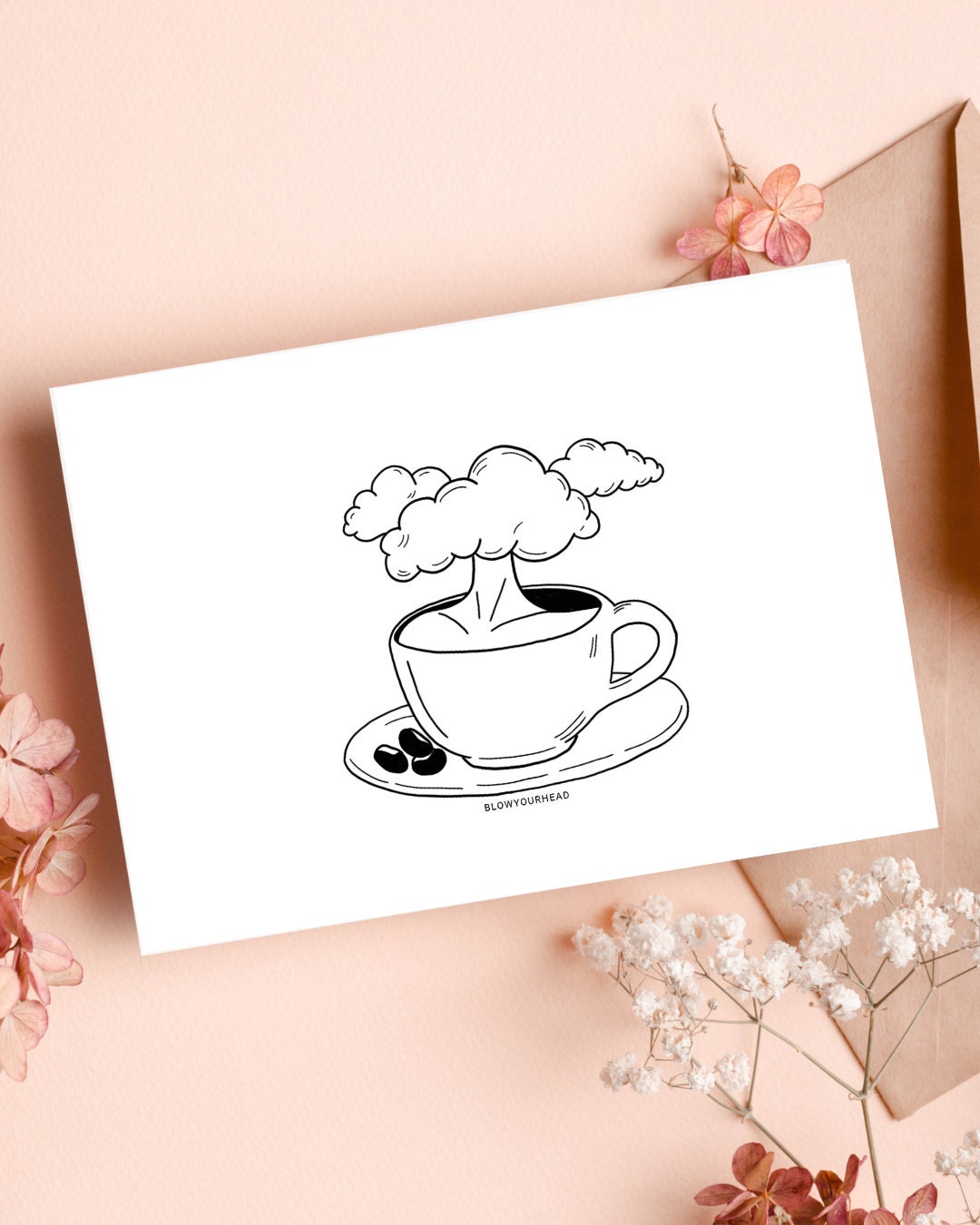 Cloudy [printable Card, Cloud Card Illustration, Cool Black and White ...