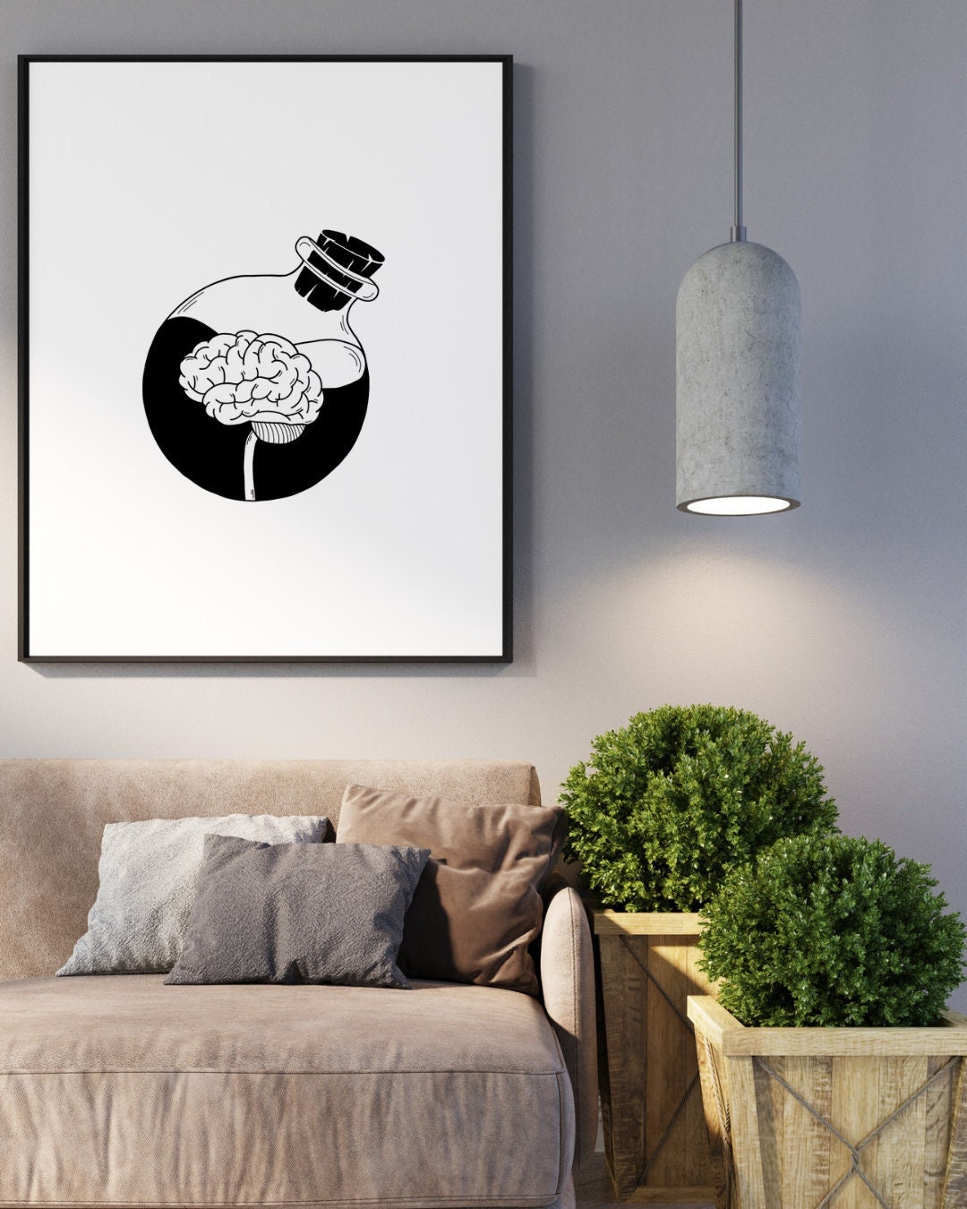 Be a Brain [printable Wall Art, Brain Wall Art Print, Minimalistic ...