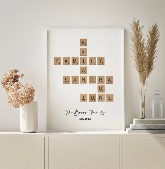 Personalized Family Name Sign Crossword Scrabble Print - Etsy Canada