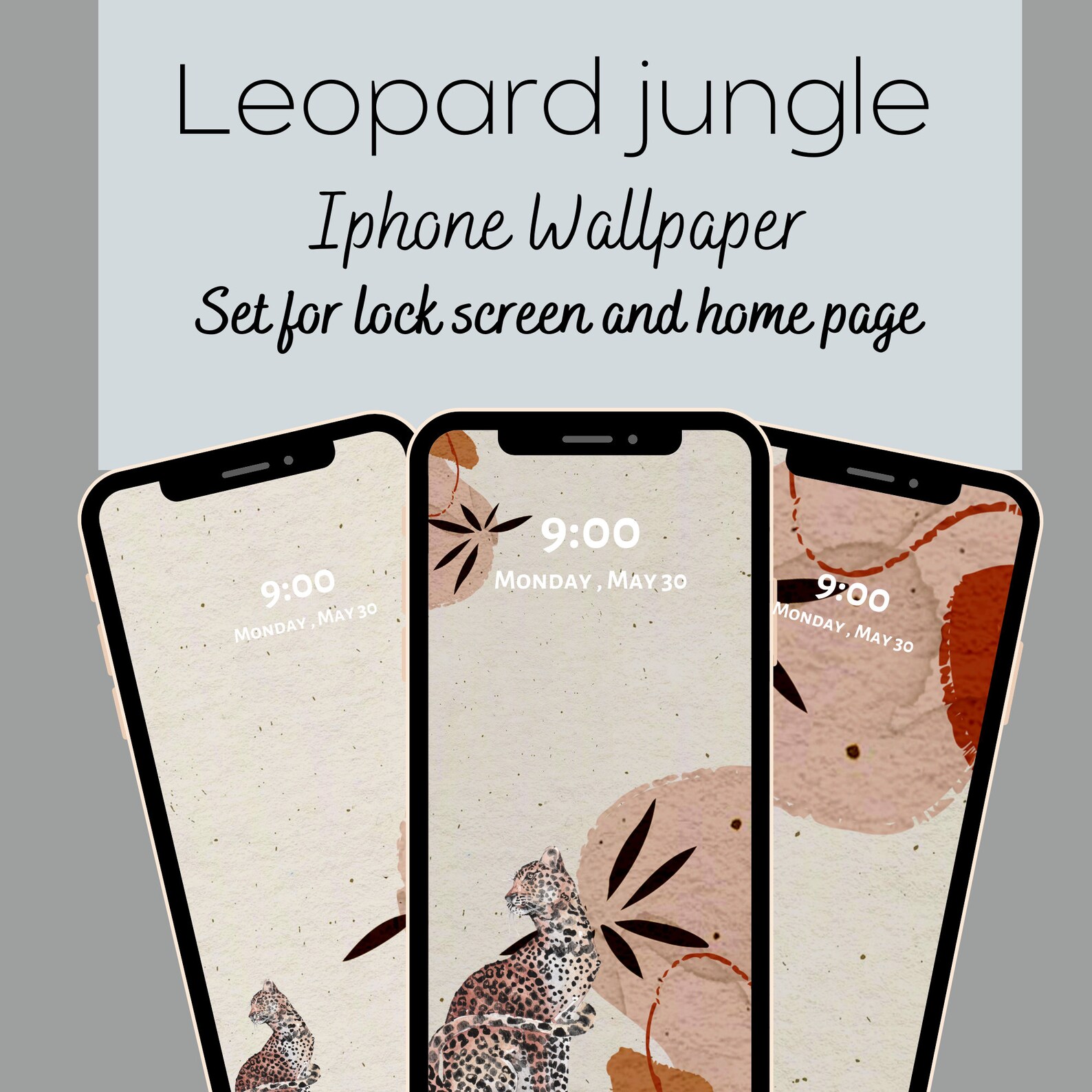Leopard Jungle iPhone Wallpaper Screen Saver Lock Screen and Home ...