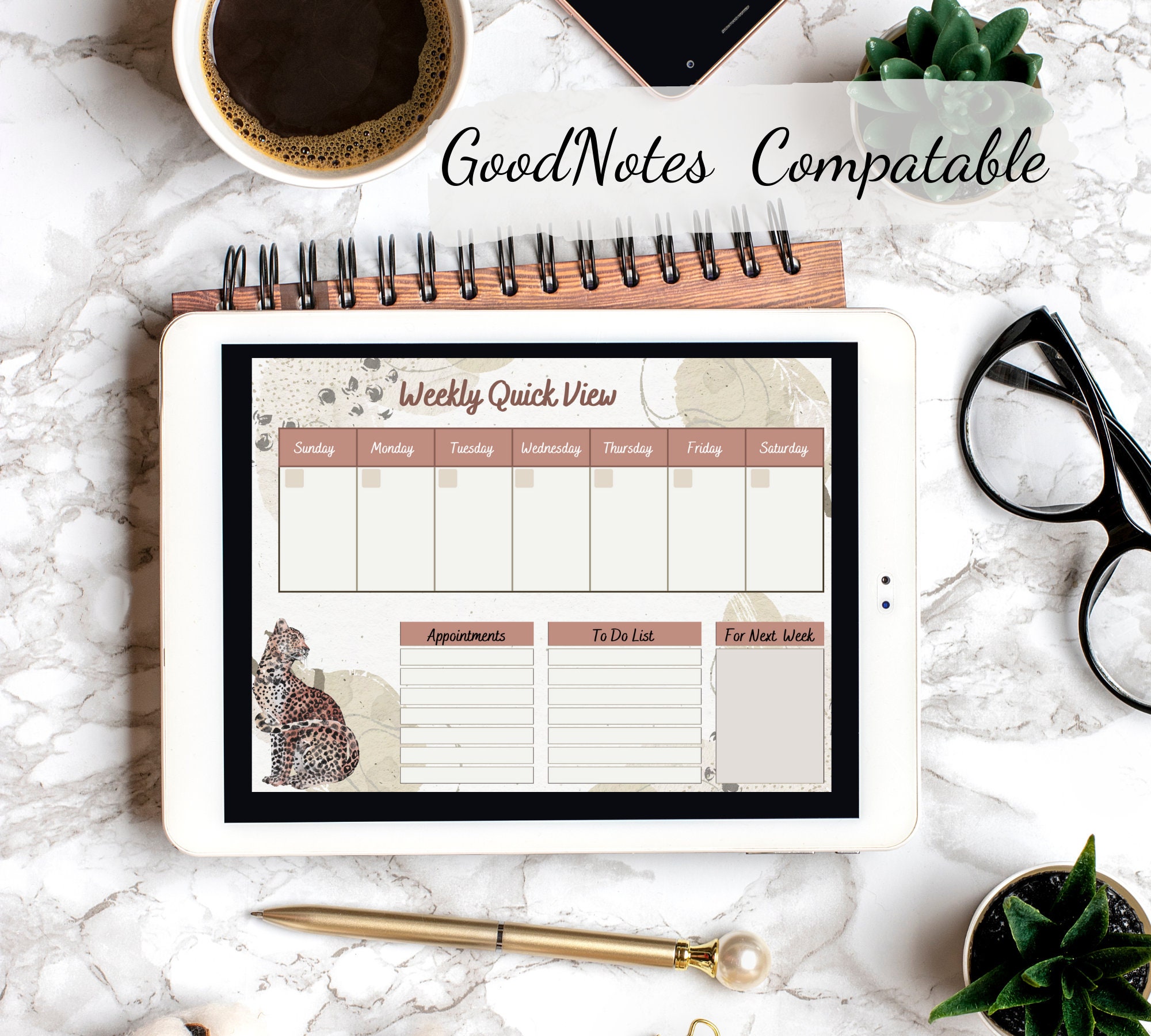 Weekly Printable Planner and Daily Worksheet - Goodnotes Weekly Planner ...