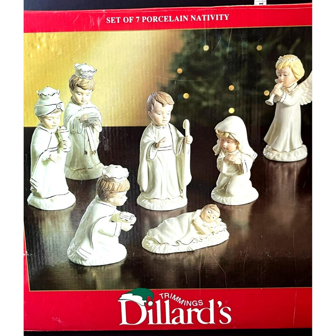 Vintage, Children, Porcelain Nativity, Dillard's Exclusive, 7 Piece Set ...