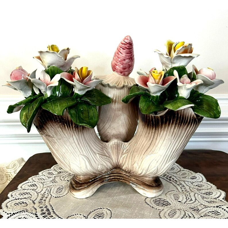 RARE Marked Vintage Capodimonte Floral Centerpiece With Child - Etsy