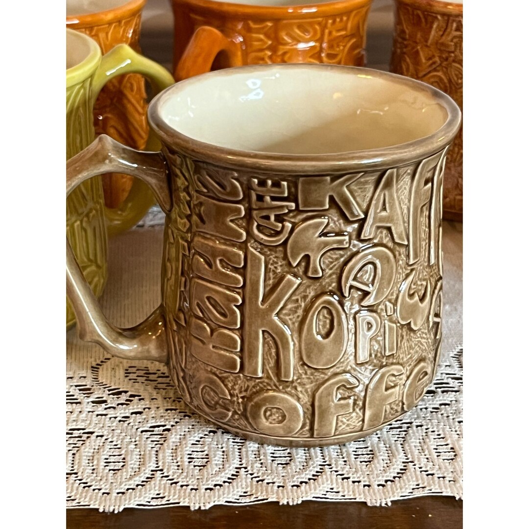 Vintage Duncan Ceramics 1974 "kaffee, Kawa, Coffee, Cafe" Relief Coffee ...