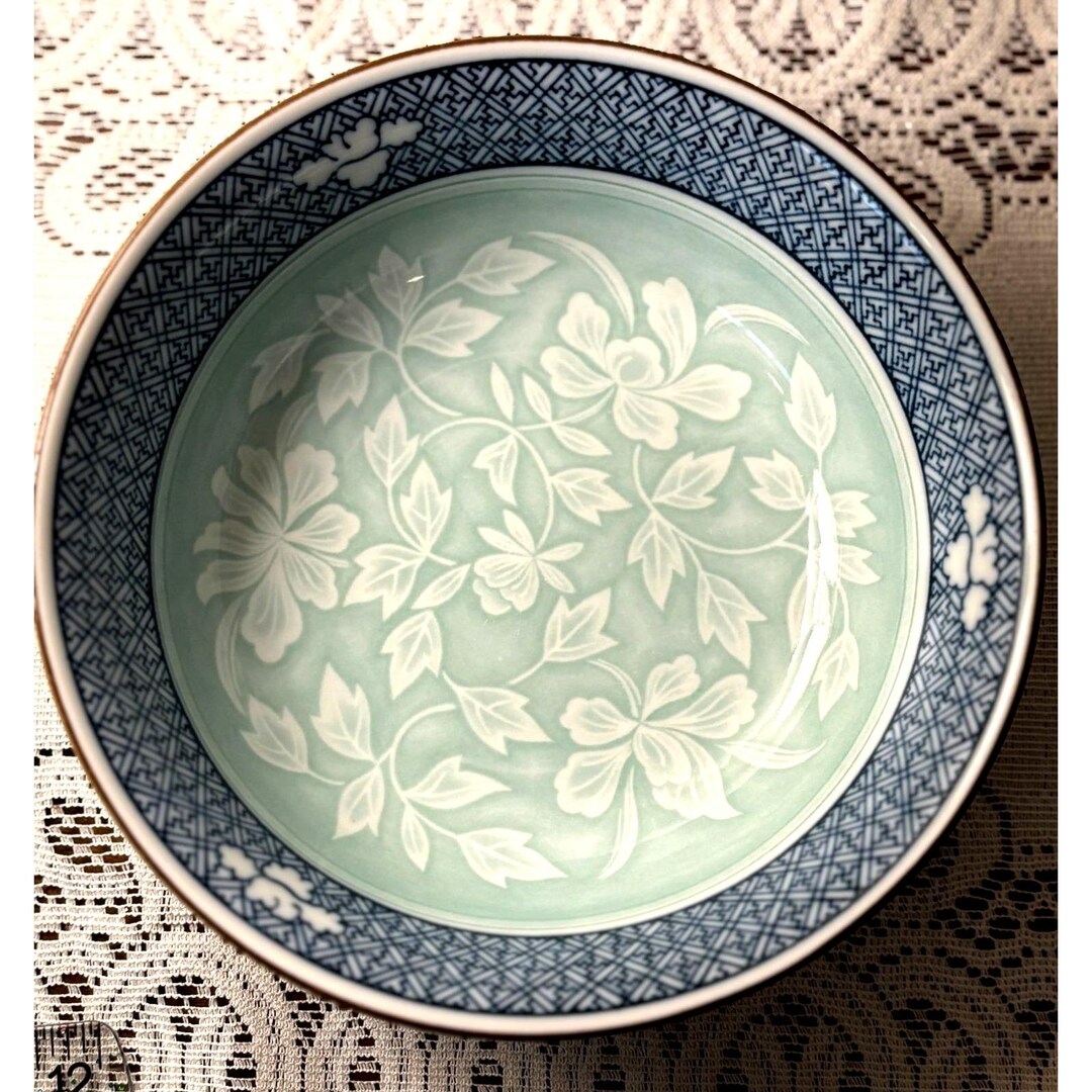 Asian Pattern, Blue, White, 7", Leaf Pattern, Porcelain Bowl. Excellent ...