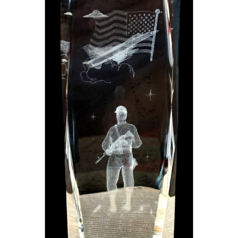 Patriotic, Soldier in Battle,crystal Etched, 3D, Laser Cut Paperweight ...