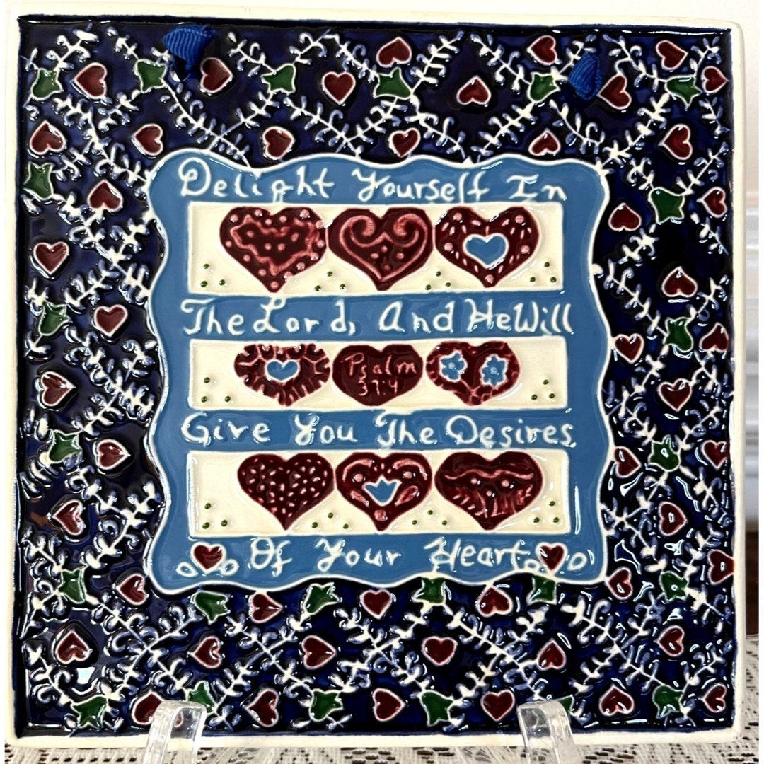 Vintage, 1990's Joann Duban Designs Hanging Tile " Delight Yourself in ...