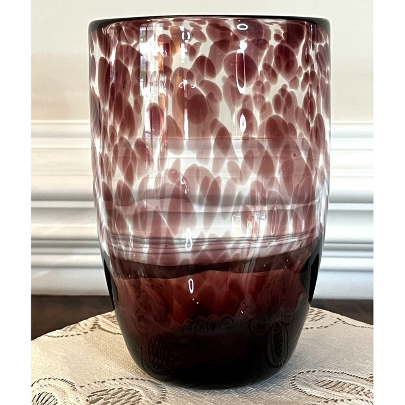 1960's Vintage Amethyst Tortoise Shell Print Glass Vase. Perfect ...