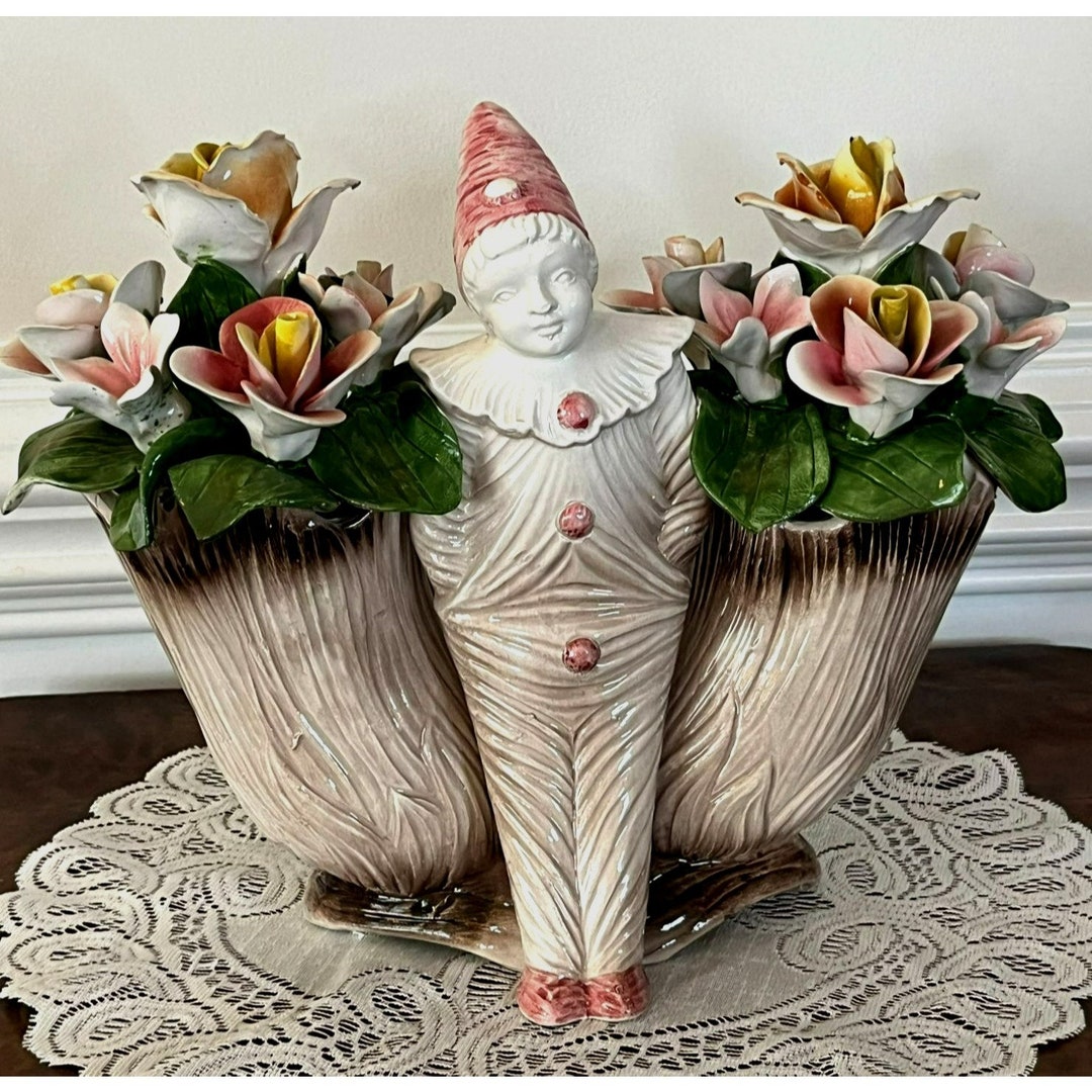 RARE Marked Vintage Capodimonte Floral Centerpiece With Child Periot ...