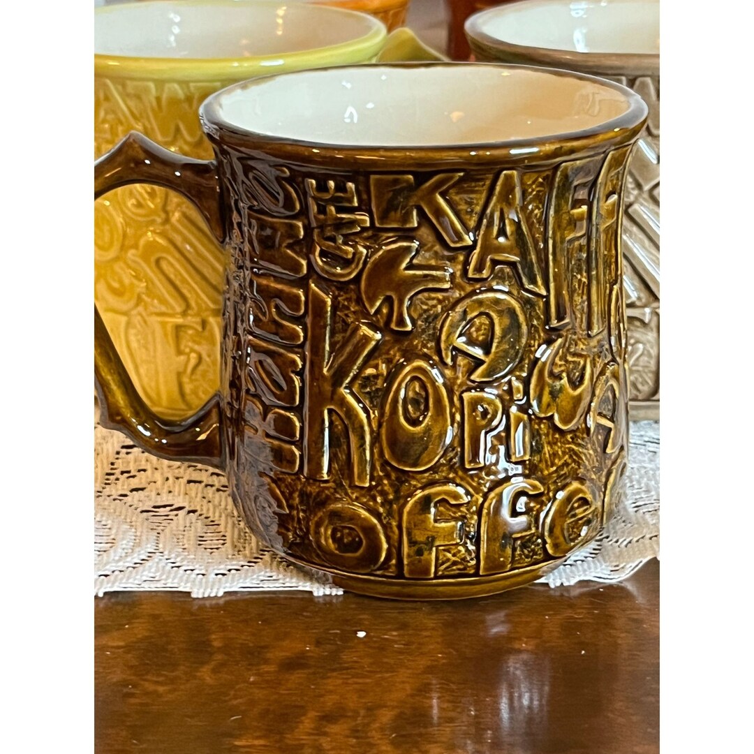 Vintage Duncan Ceramics 1974 "kaffee, Kawa, Coffee, Cafe" Relief Coffee ...