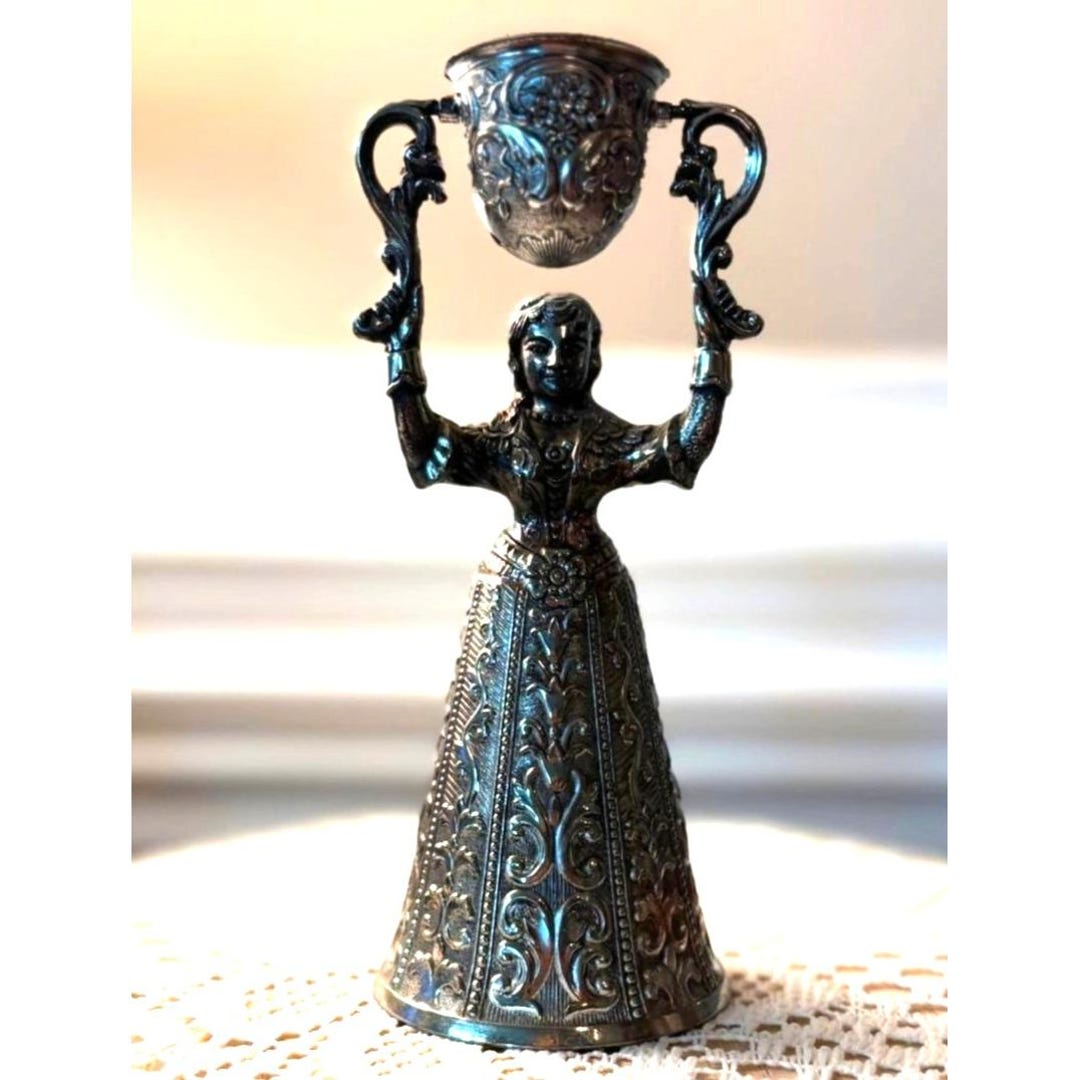 Vintage, German, Figural Woman, Wedding Cup, Toasting Cup, Silverplate ...