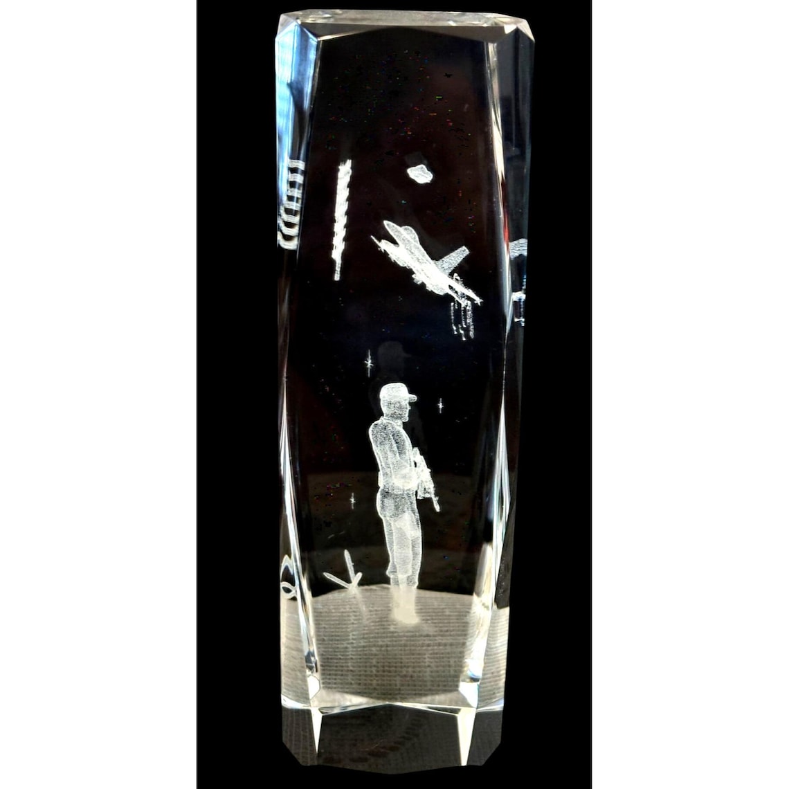Patriotic, Soldier in Battle,crystal Etched, 3D, Laser Cut Paperweight ...
