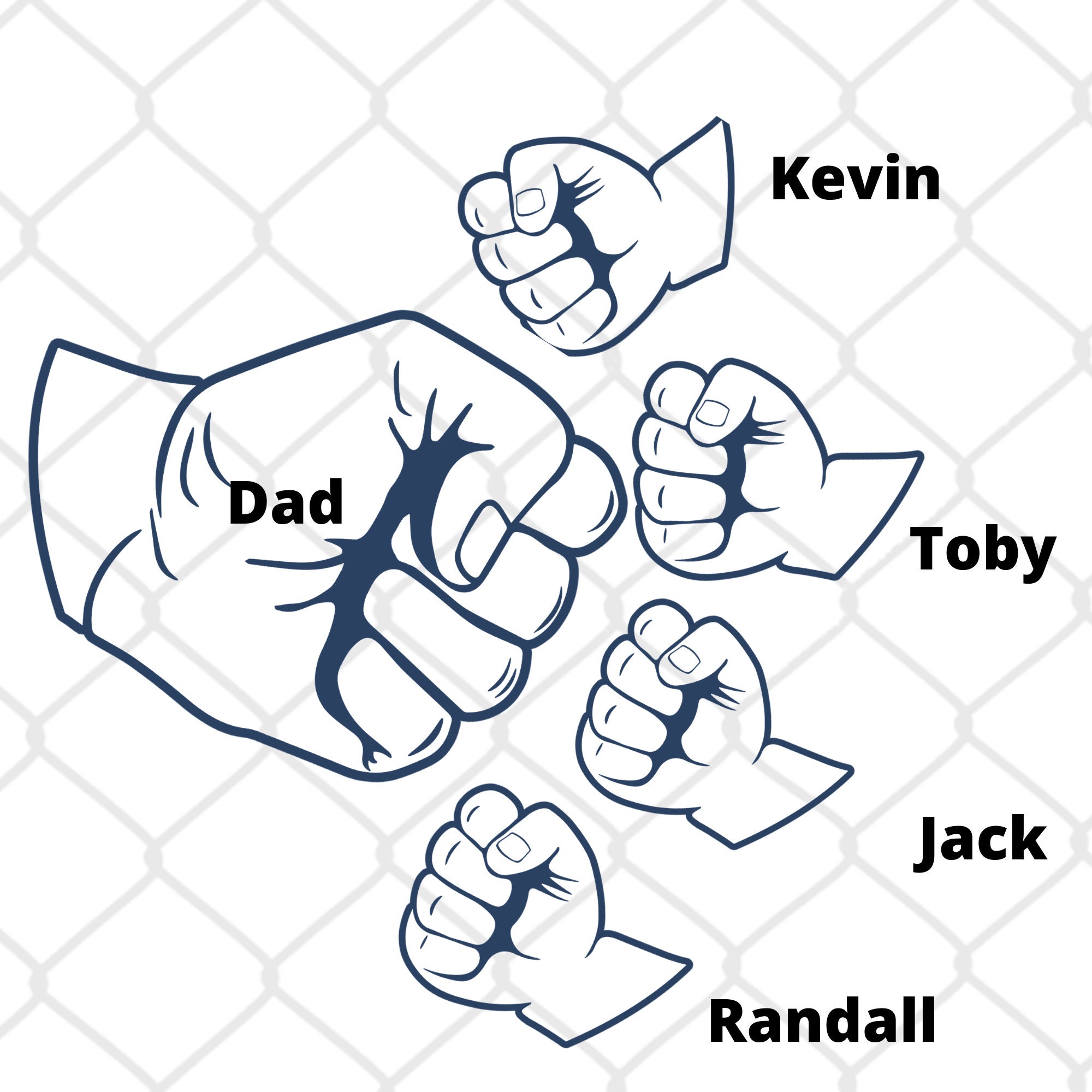 Fathers Day Kids Fist Bump Personalise Names SVG and Cut - Etsy