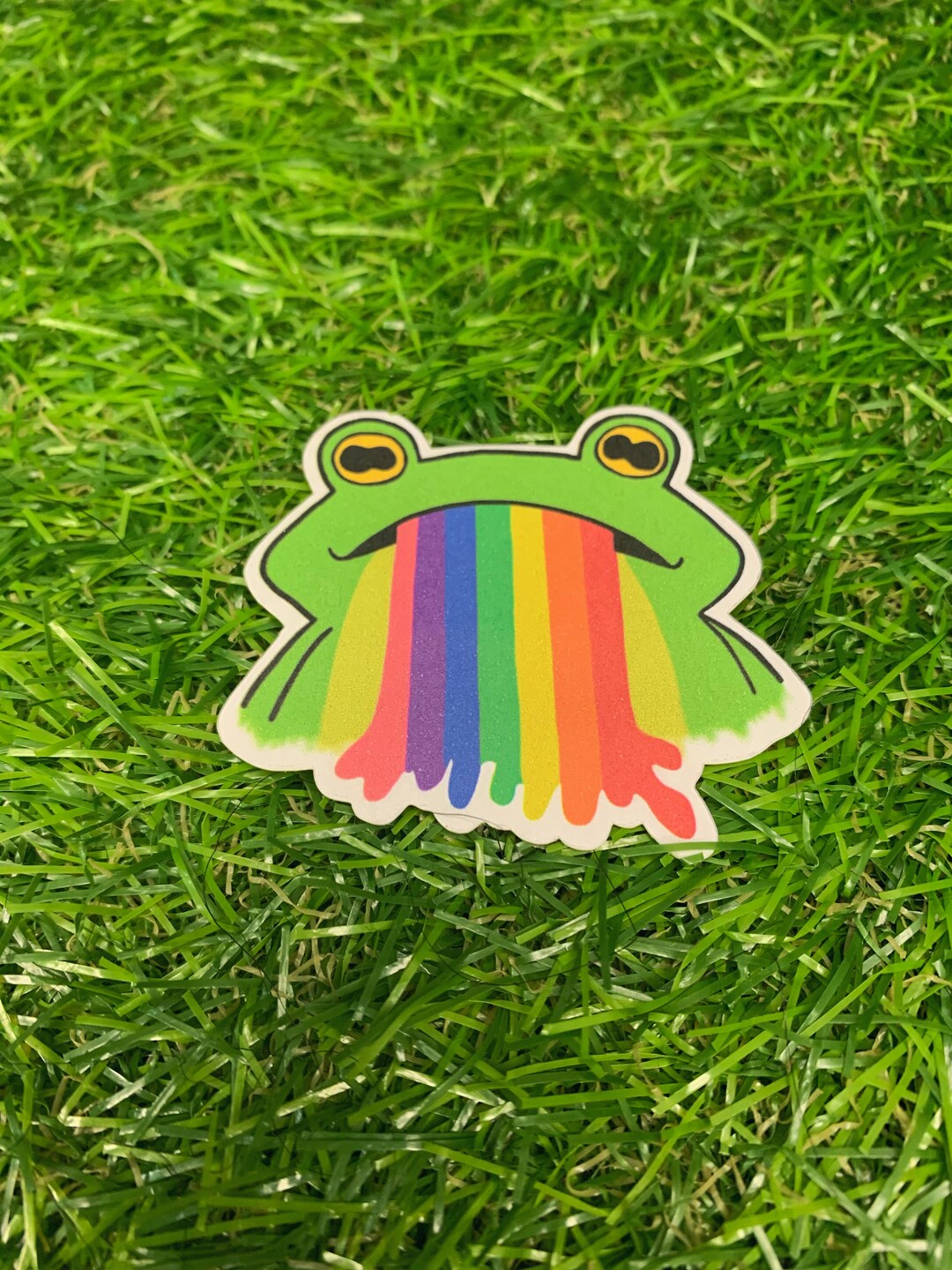 Rainbow Sick Frog Sticker - Etsy