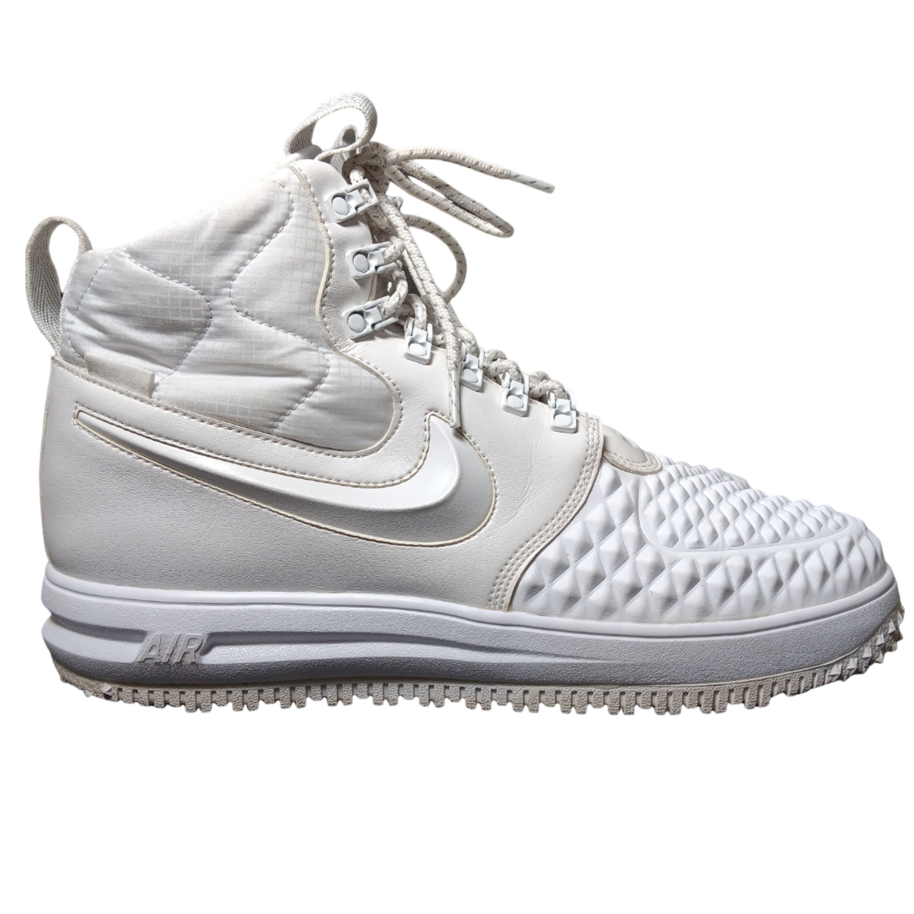 Nike Lunar Air Force 1 AF1 Triple White Duck Boots Sneakers Mens Size ...