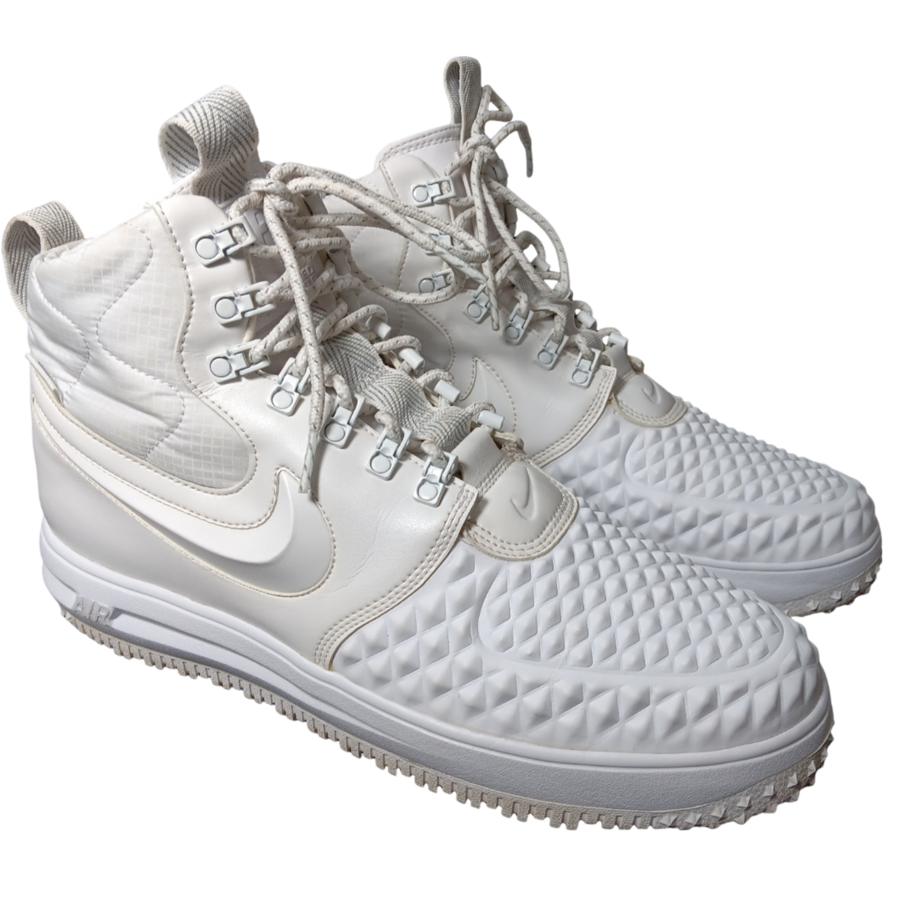 Nike Lunar Air Force 1 AF1 Triple White Duck Boots Sneakers Mens Size ...