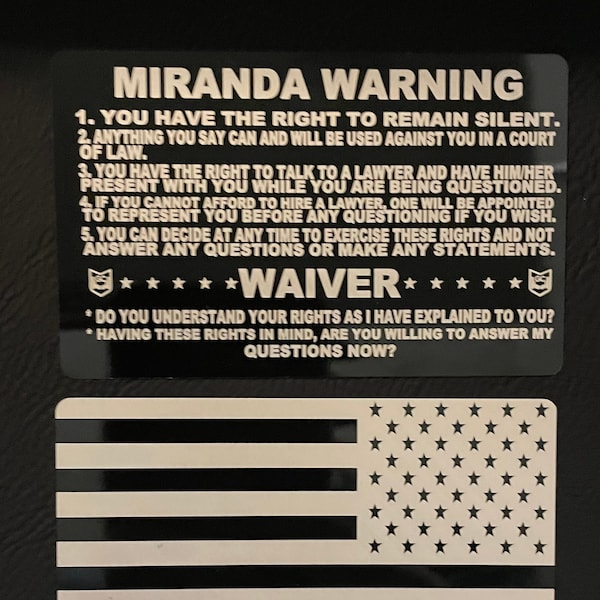 Miranda Warning Card - Etsy