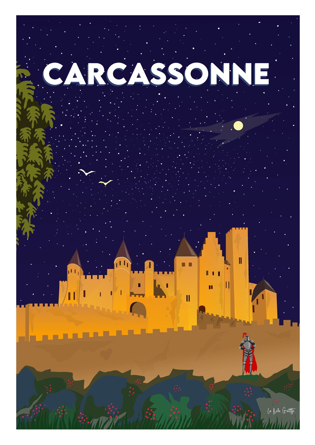 The City of Carcassonne Aude Posters Landscapes Vintage Wall Decoration ...