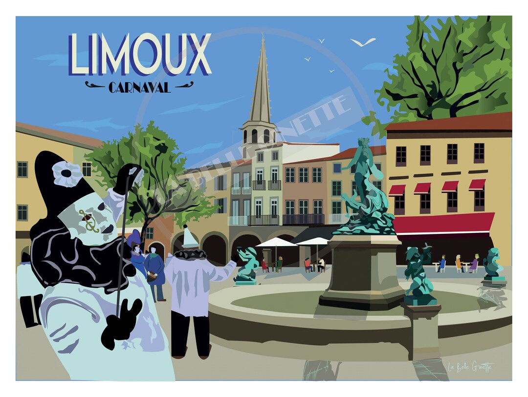 LIMOUX Place Aude Poster Vintage Decorative Landscape - Etsy