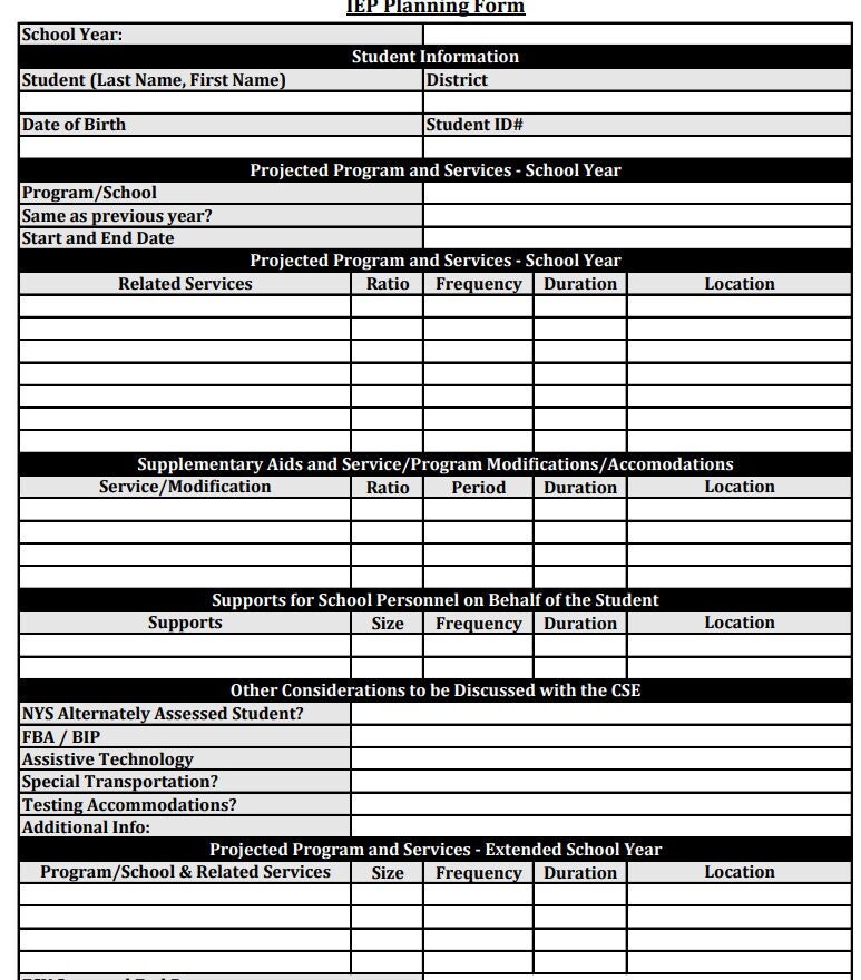 IEP Planning Form - Etsy