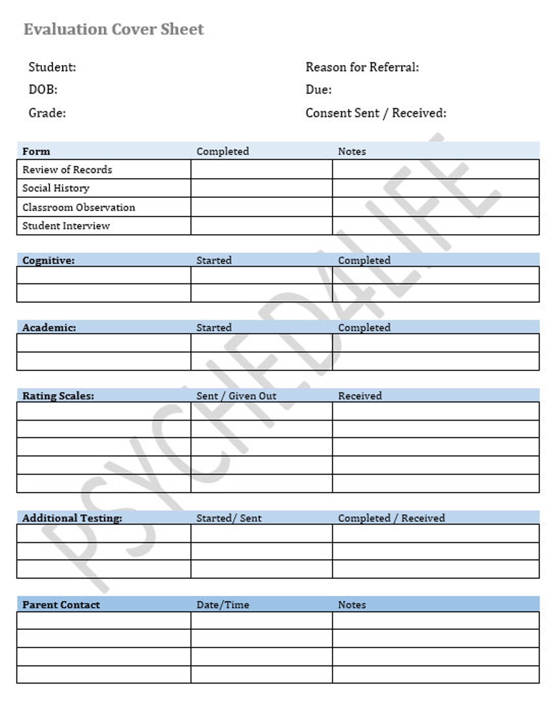 Evaluation Cover Sheet - Etsy