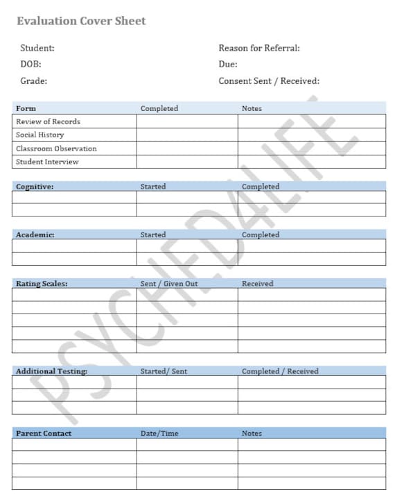 Evaluation Cover Sheet - Etsy