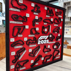 Formula 1 2025 Calendar 3D Wooden Wall Art | Full Track Map | F1 Racing ...