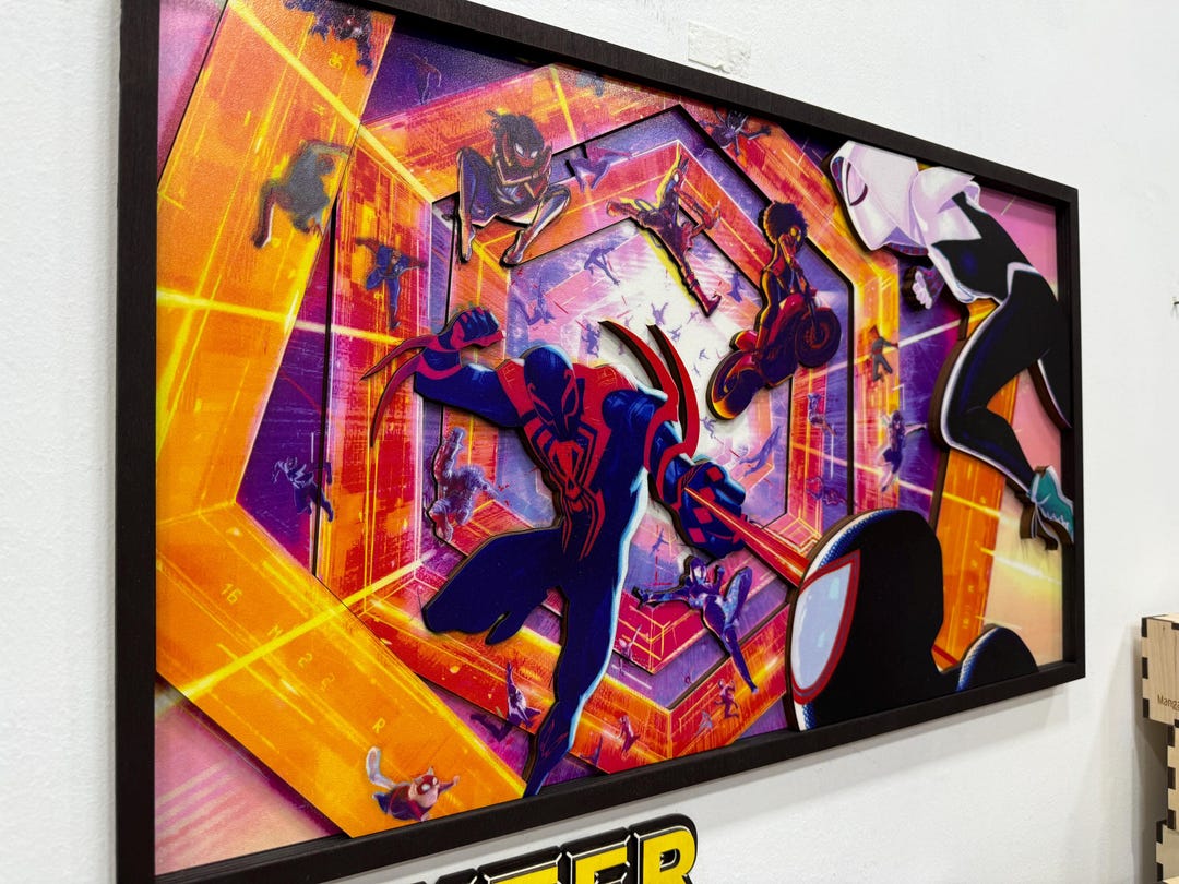Spider-man– Miles Morales – Multiverse 3D Poster – Laser Cut Layered ...
