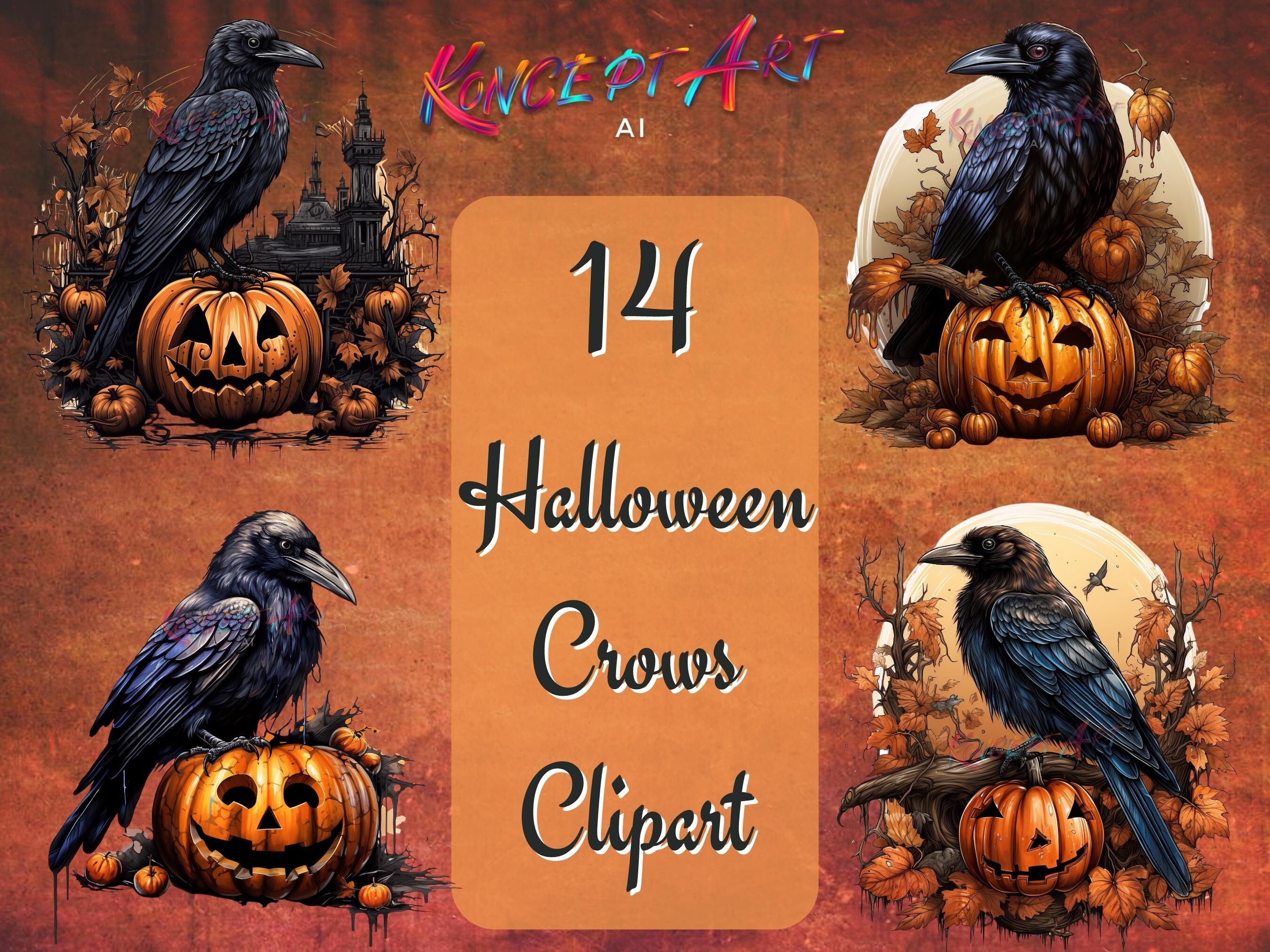 14 X Halloween Crows Clipart Bundle Crow Clipart Gothic - Etsy