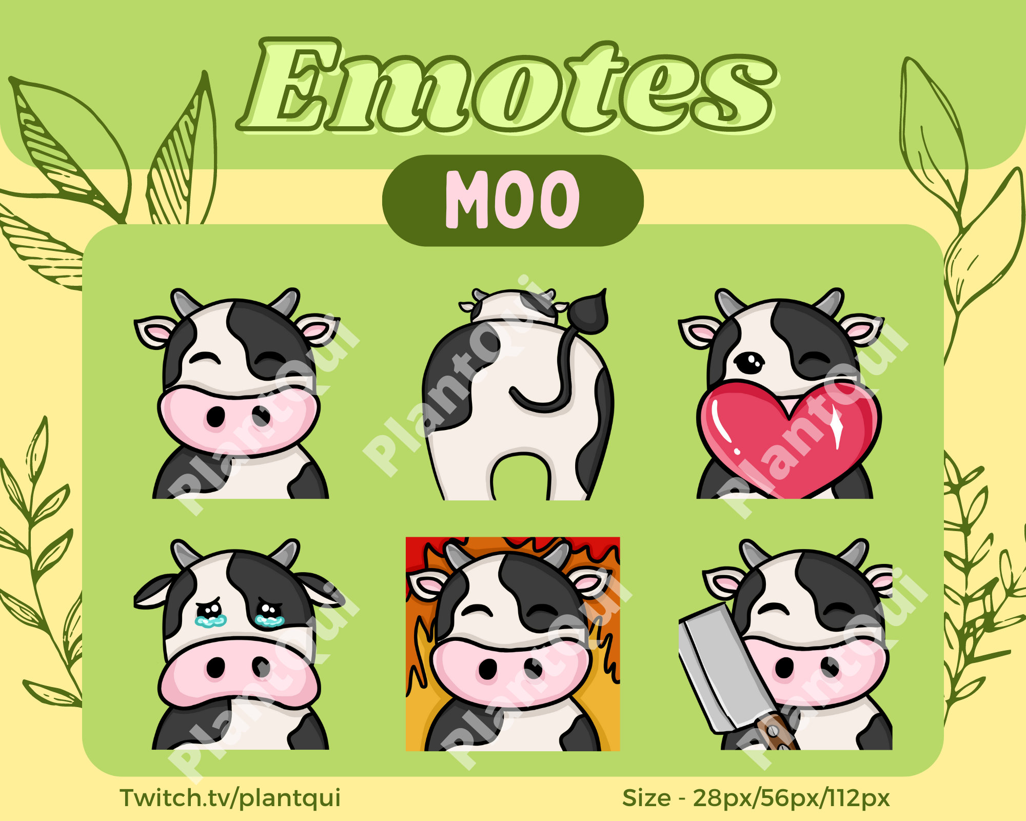 Cute Cow Twitch Emotes / Emote Set / Animal Emotes / Emotes for Twitch ...