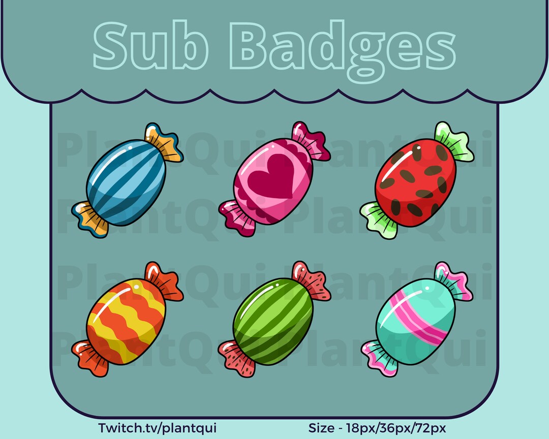 Candy Twitch Sub Badges: Colorful Sweets, Bit Badges (digital Download ...