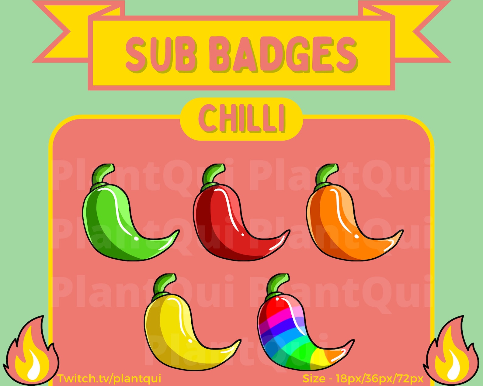 Chilli / Spicy Sub Badges for Twitch / Twitch Bit Badges / Twitch ...