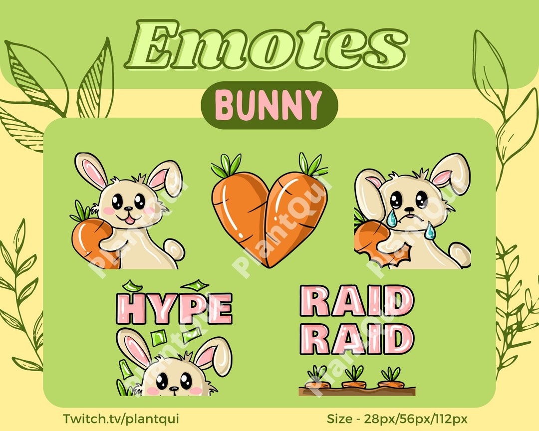 Bunny Twitch Emotes / Emote Set / Cute Emotes for Twitch Streamers ...