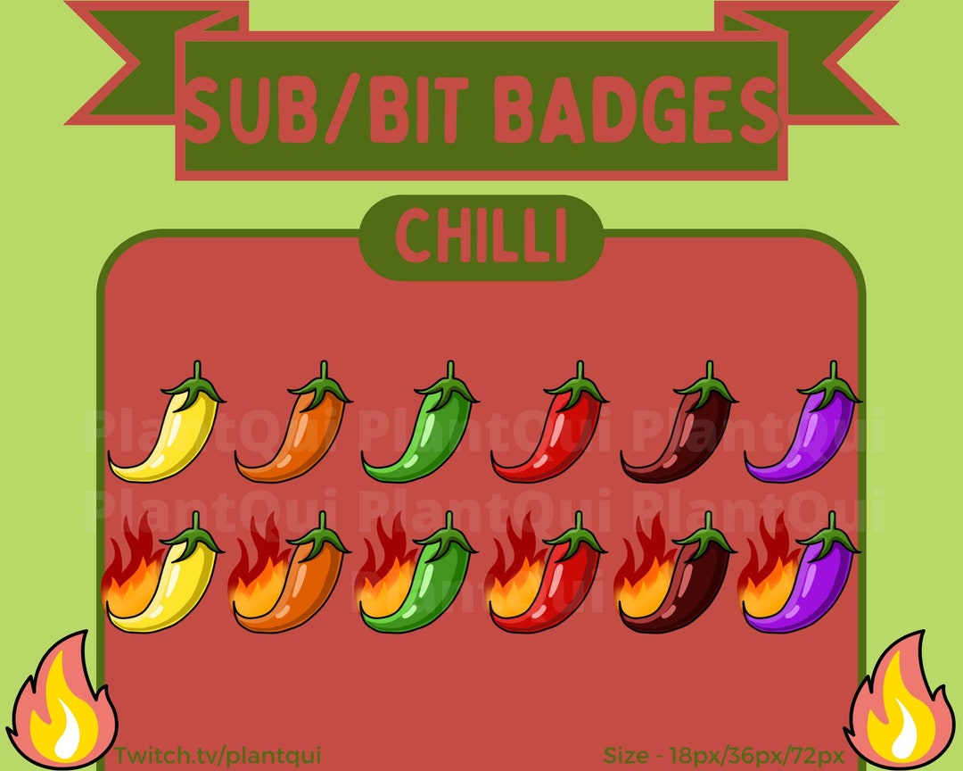 12 Hot Spicy Chilli Twitch Sub Badges / Bit Badges / Channel Point ...