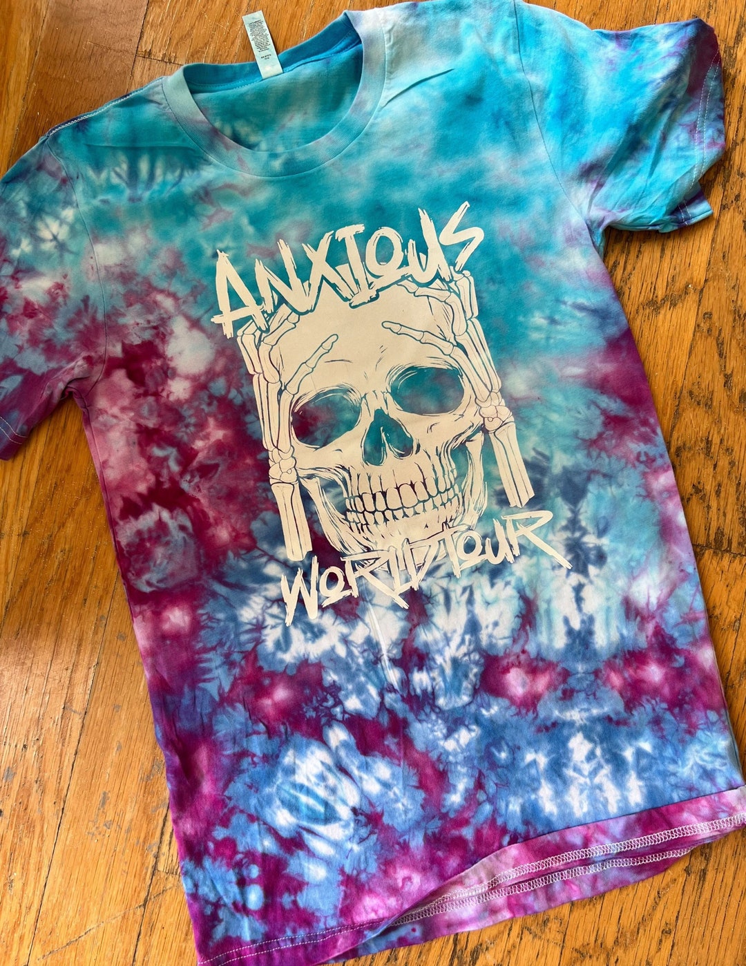Anxious World Tour Ice Dye Tshirt // Band Tshirt // Ice Dye Tshirt - Etsy