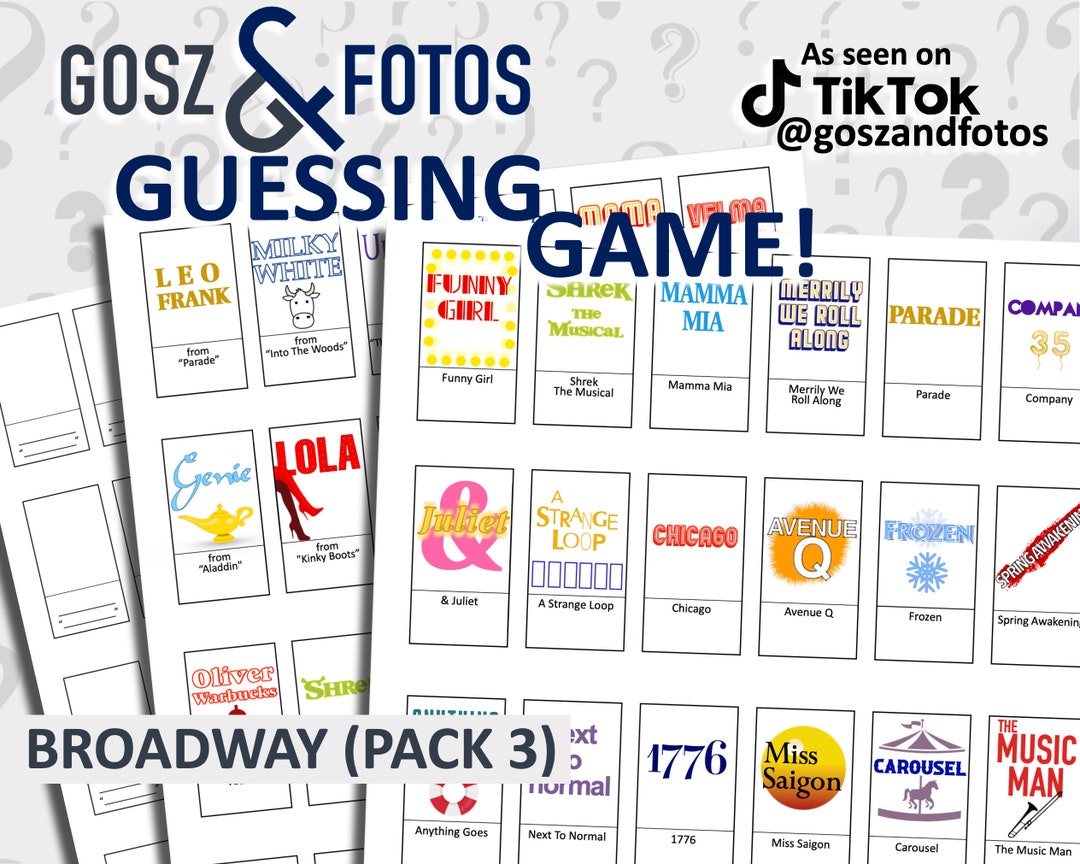 Gosz & Fotos Guessing Game - Broadway Musicals (pack 3) - Etsy
