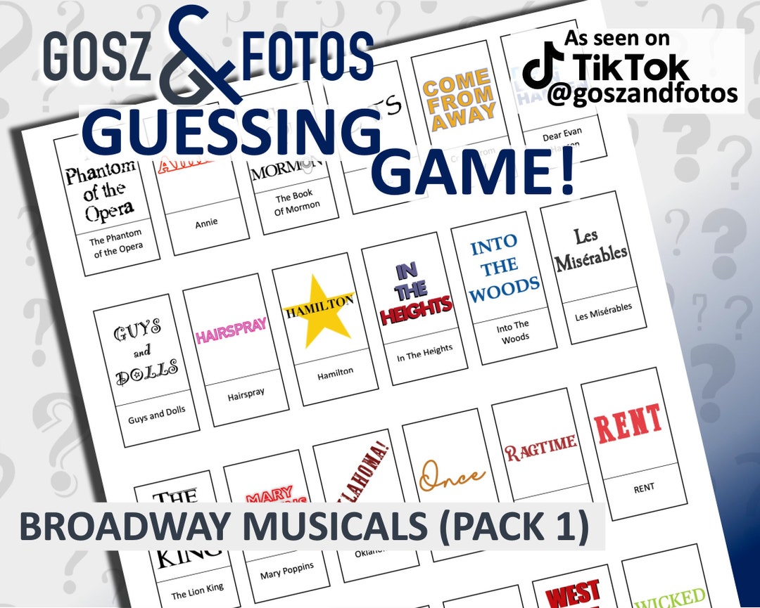 Gosz & Fotos Guessing Game - Broadway Musicals (pack 1) - Etsy