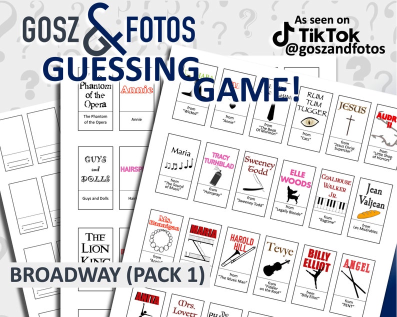 Gosz & Fotos Guessing Game - Broadway (pack 1) - Etsy