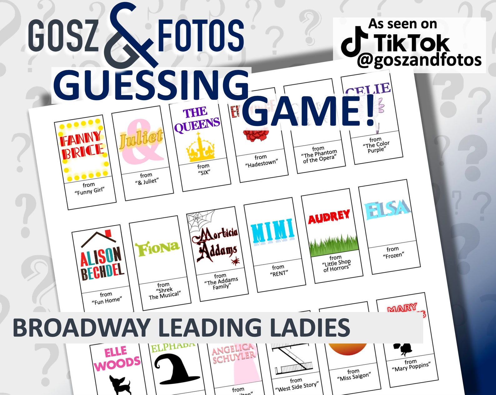 Gosz & Fotos Guessing Game - Leading Ladies - Etsy