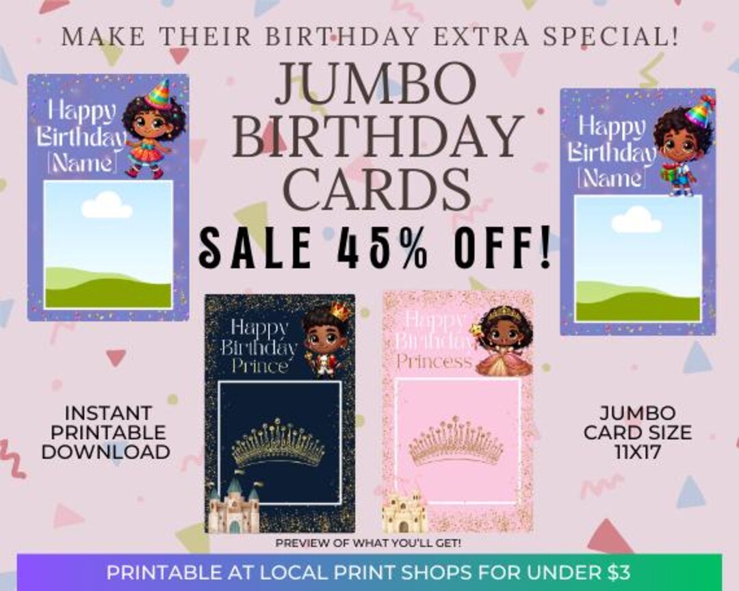 Personalized Jumbo Birthday Card Templates: 11x17 Printable Designs ...