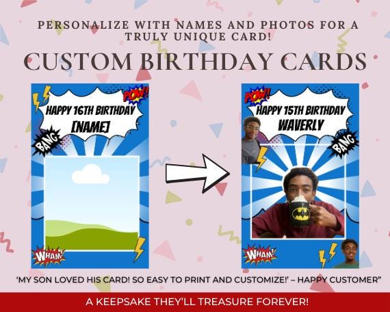 Personalized Jumbo Birthday Card Templates: 11x17 Printable Designs ...