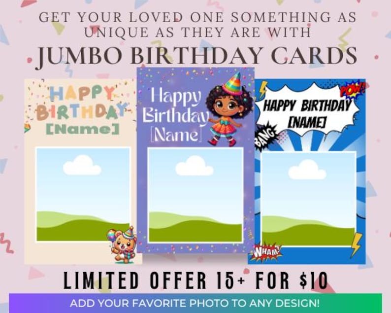 Jumbo Birthday Card Templates: 11x17 Printable Designs (digital ...