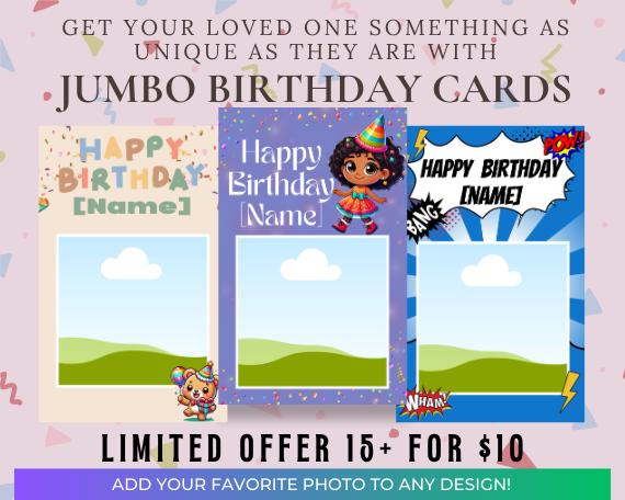 Personalized Jumbo Birthday Card Templates: 11x17 Printable Designs ...